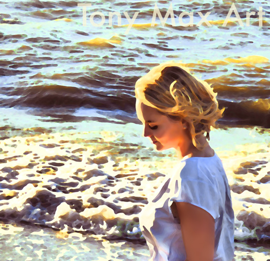 "Daydreaming Beach Walk" – people art by artist Tony Max